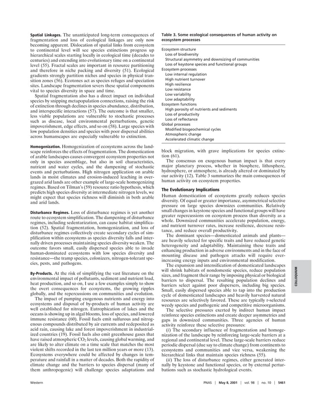 Human modified ecosystems and future evolution | PDF | Geography | Science