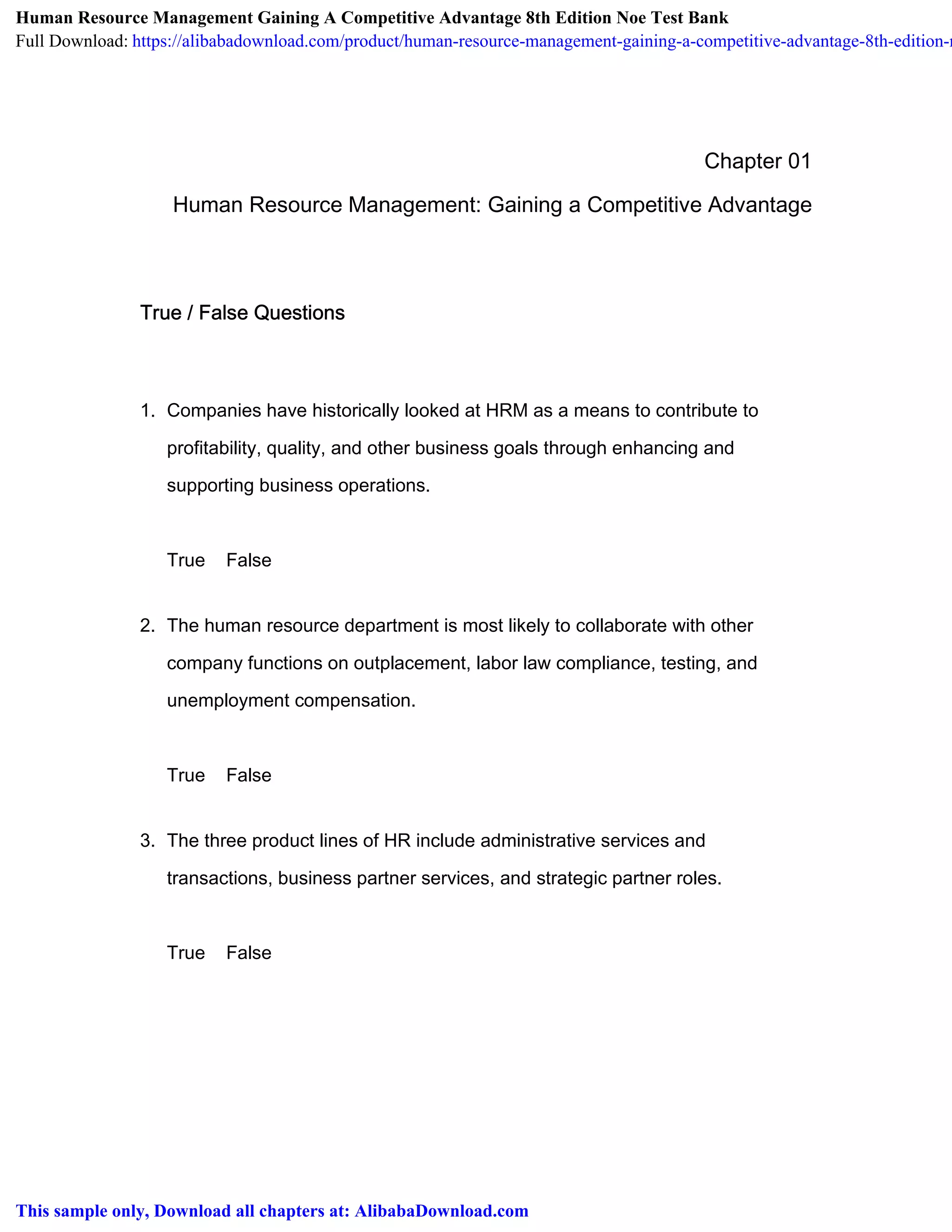 Human Resource Management Gaining A Competitive Advantage 8th Edition ...