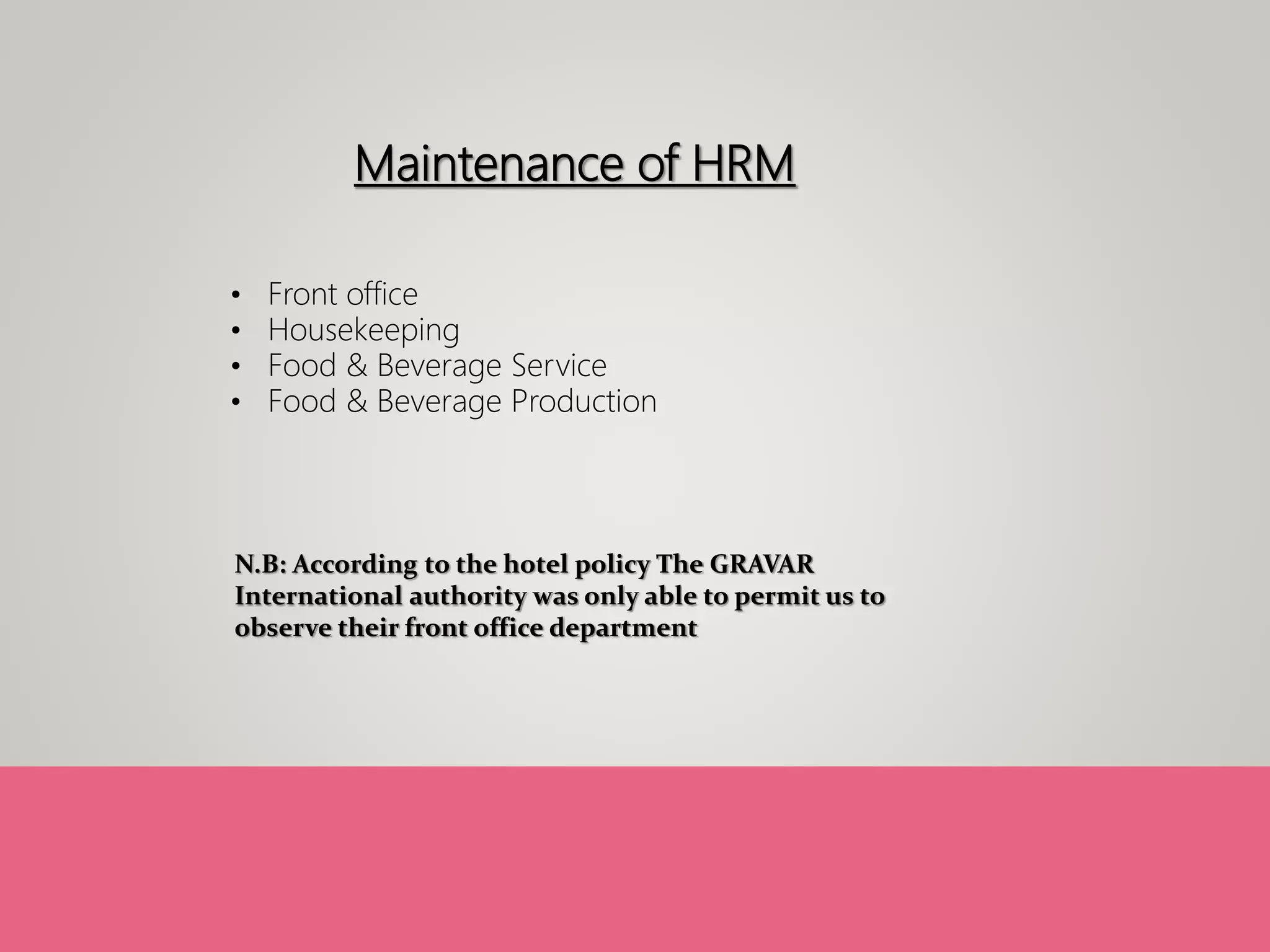Human Resource Management Observation in Hotel Graver International | PPTX
