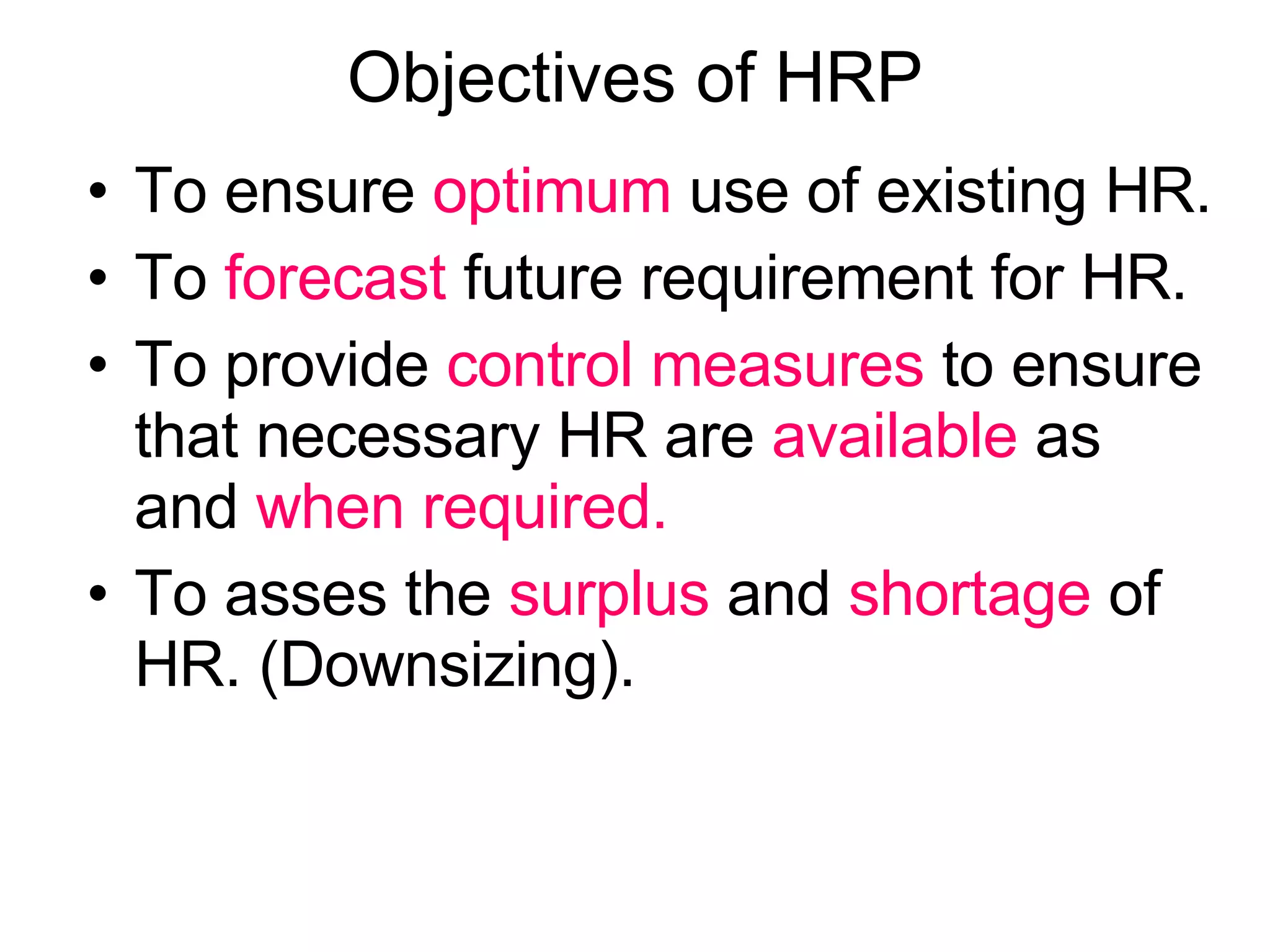 Human Resource Planning – Concept And Need. Factors Affecting Hrp, Hrp ...