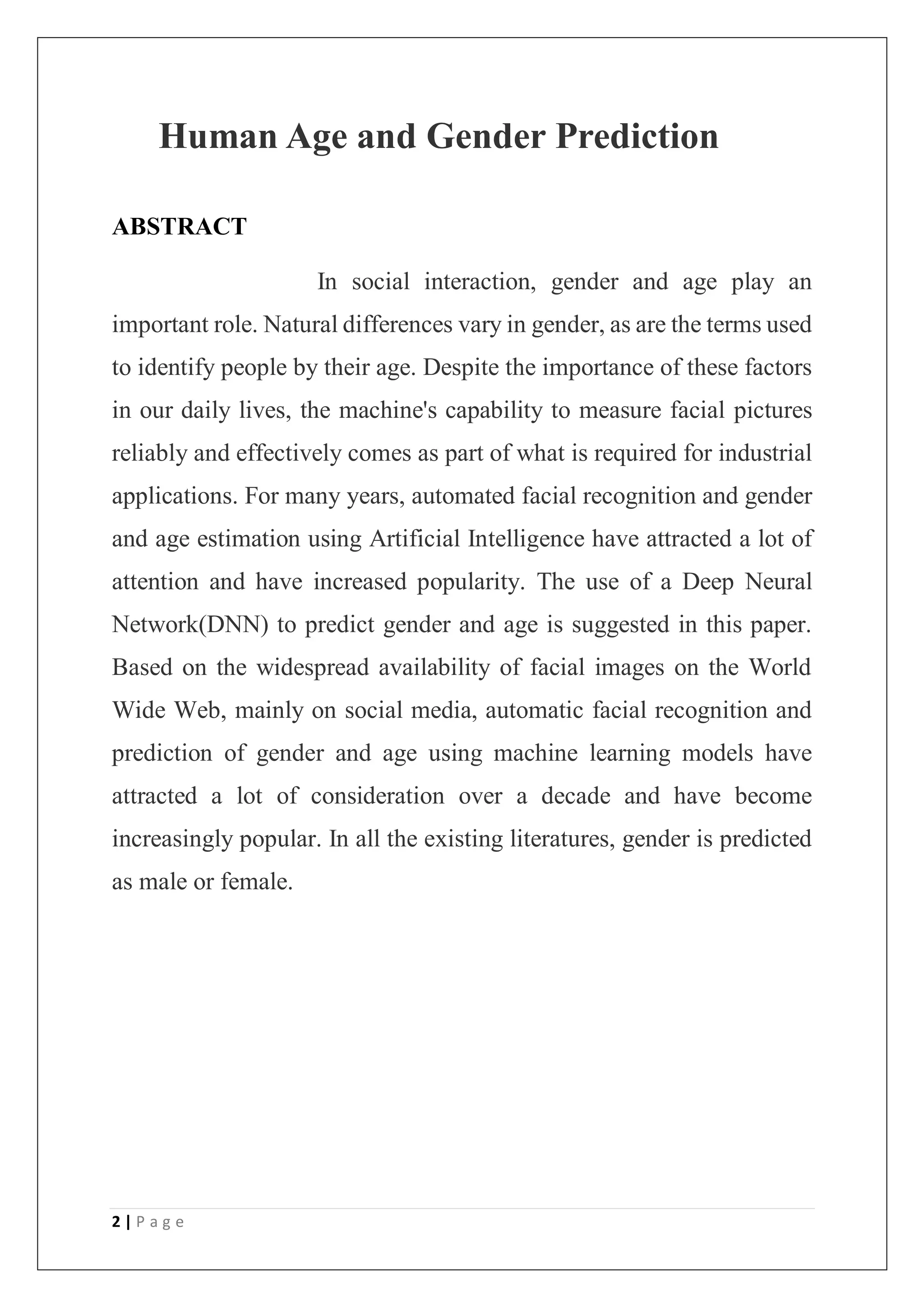 Human age and gender prediction management system project report.pdf