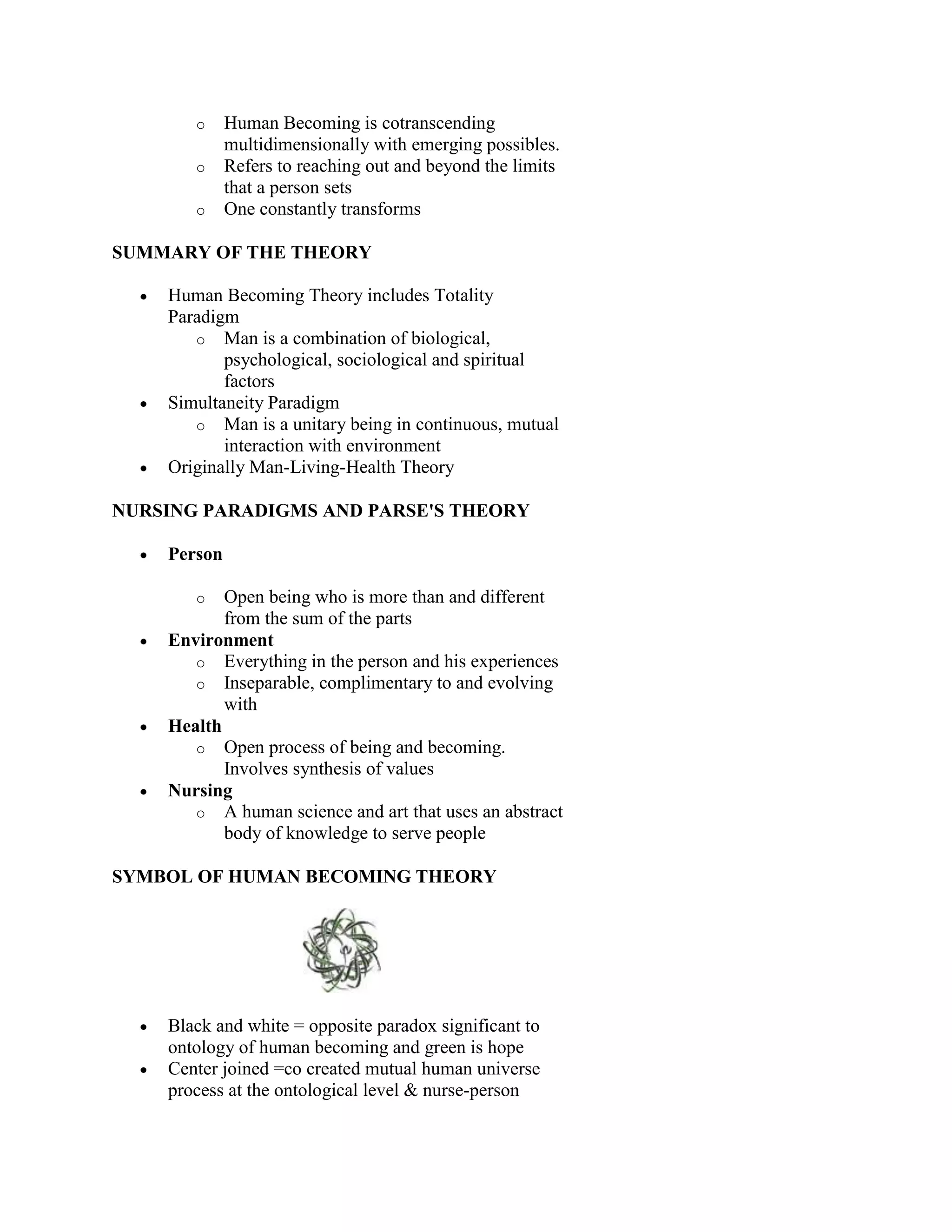 Human becoming theory | DOCX