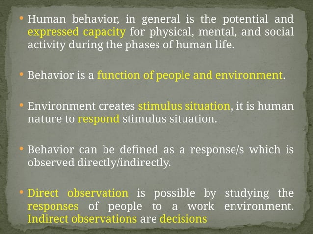 Human behavior, characteristics and domins of human behaviour | PPTX