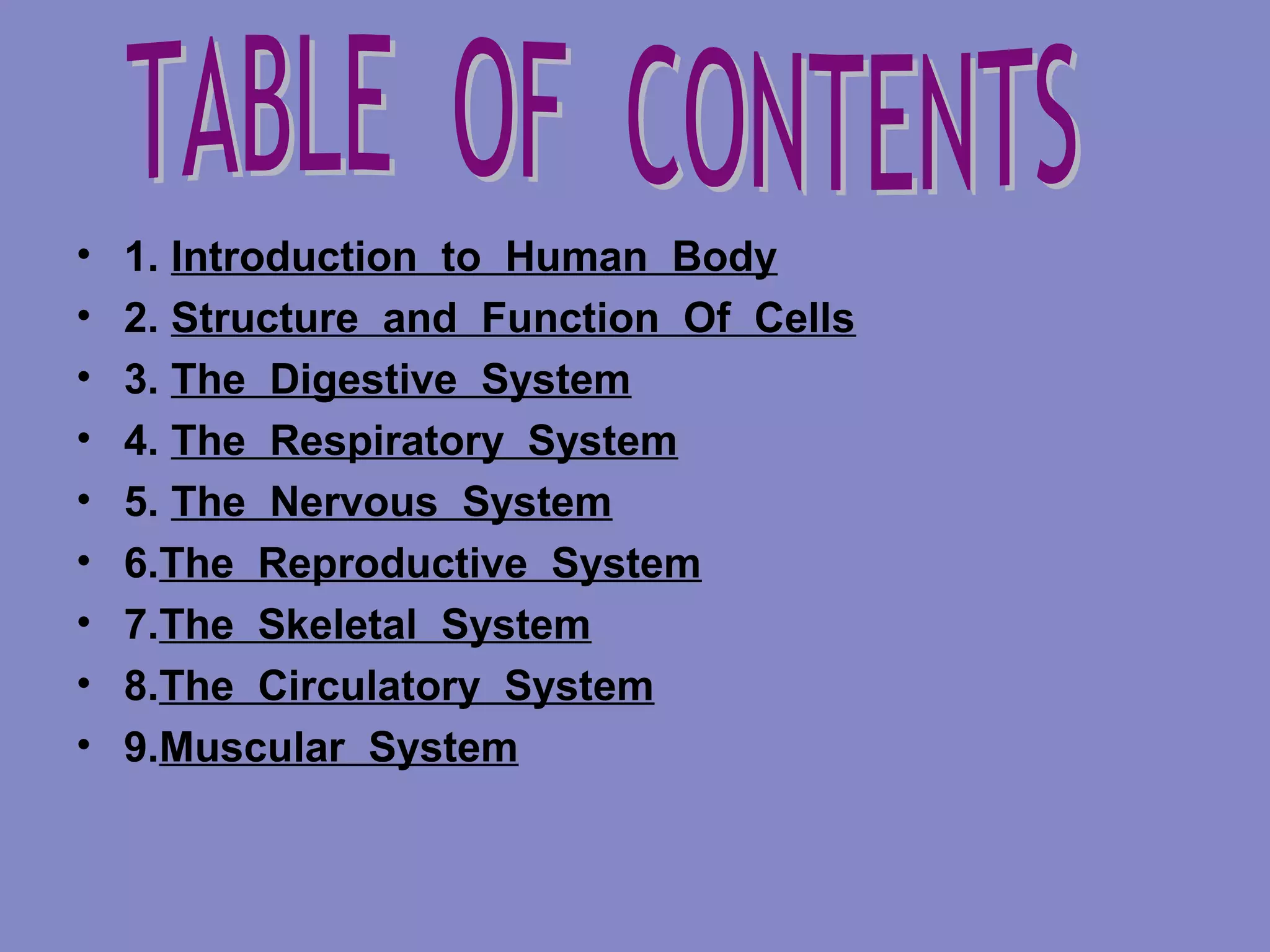 Human Body and various systems | PPT