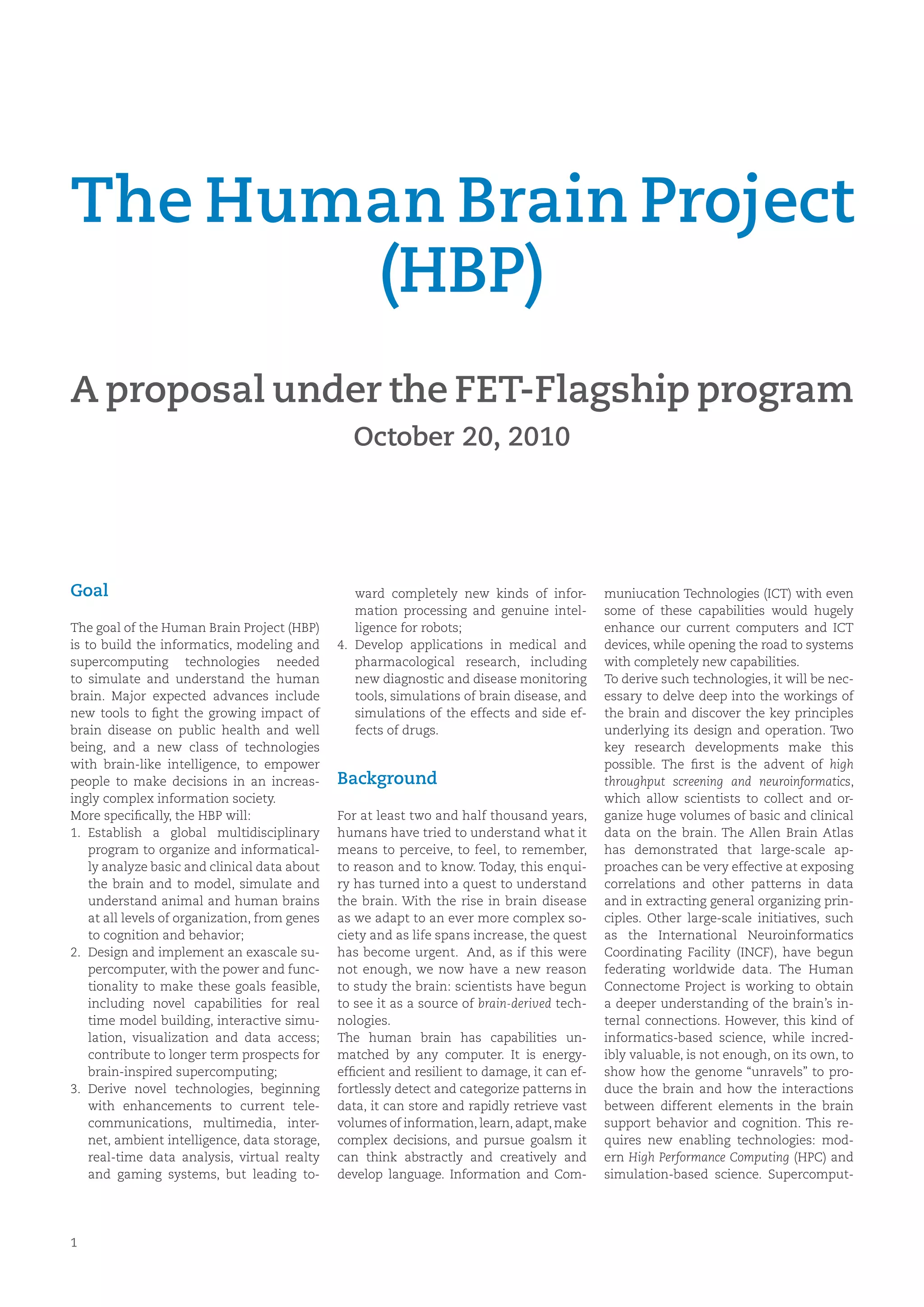 Human brain project 2010 | PDF