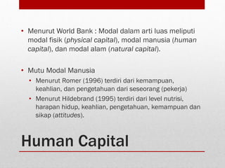 Human capital ( mutu modal manusia) | PDF