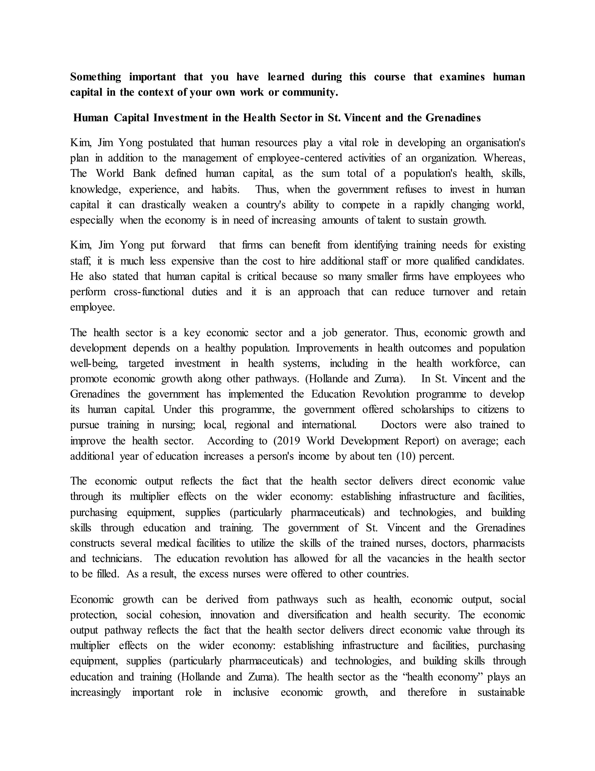 Human capital investment in the health sector svg | PDF