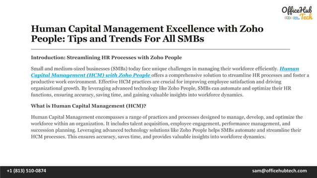 Human Capital Management Excellence with Zoho People Tips and Trends ...