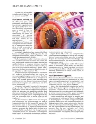 Human Capital (September 2010) Reap What You Sow-ROI On Reward | PDF
