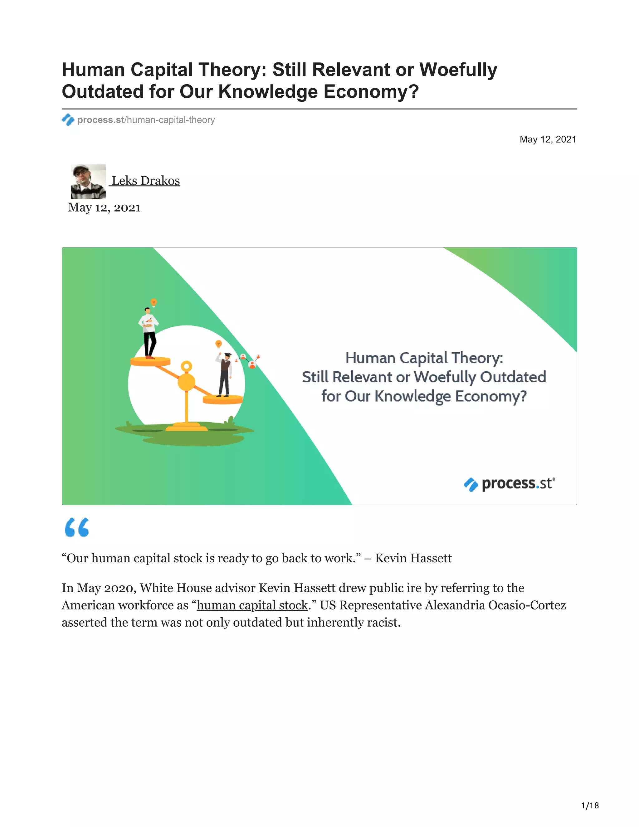 Human Capital Theory: Still Relevant or Woefully Outdated for Our ...