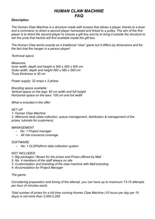 Human claw machine faq | PDF