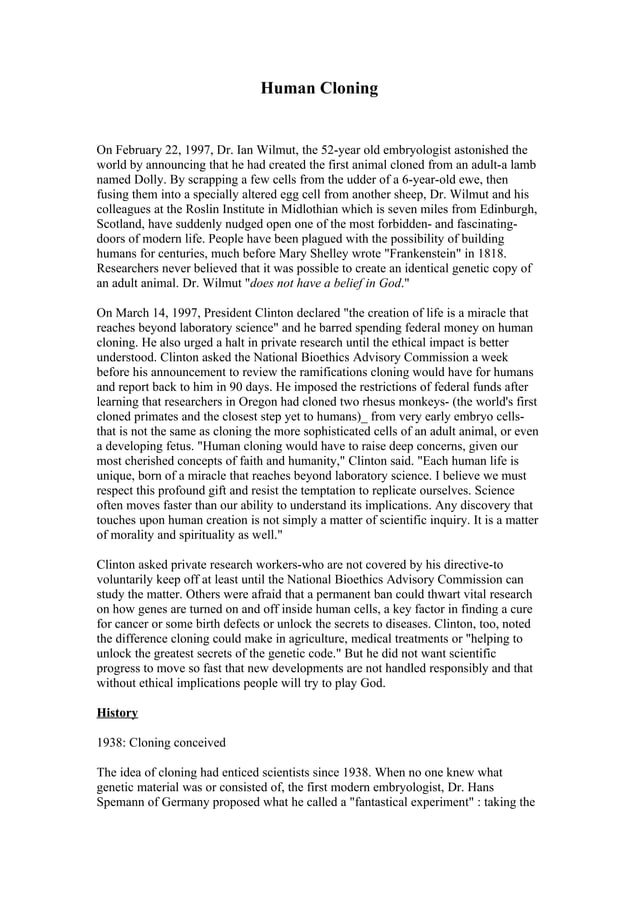 Human Cloning | PDF