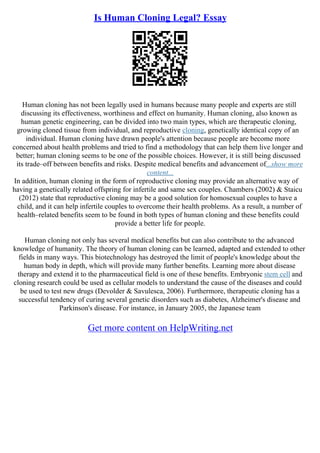 Human Cloning Essay | PDF