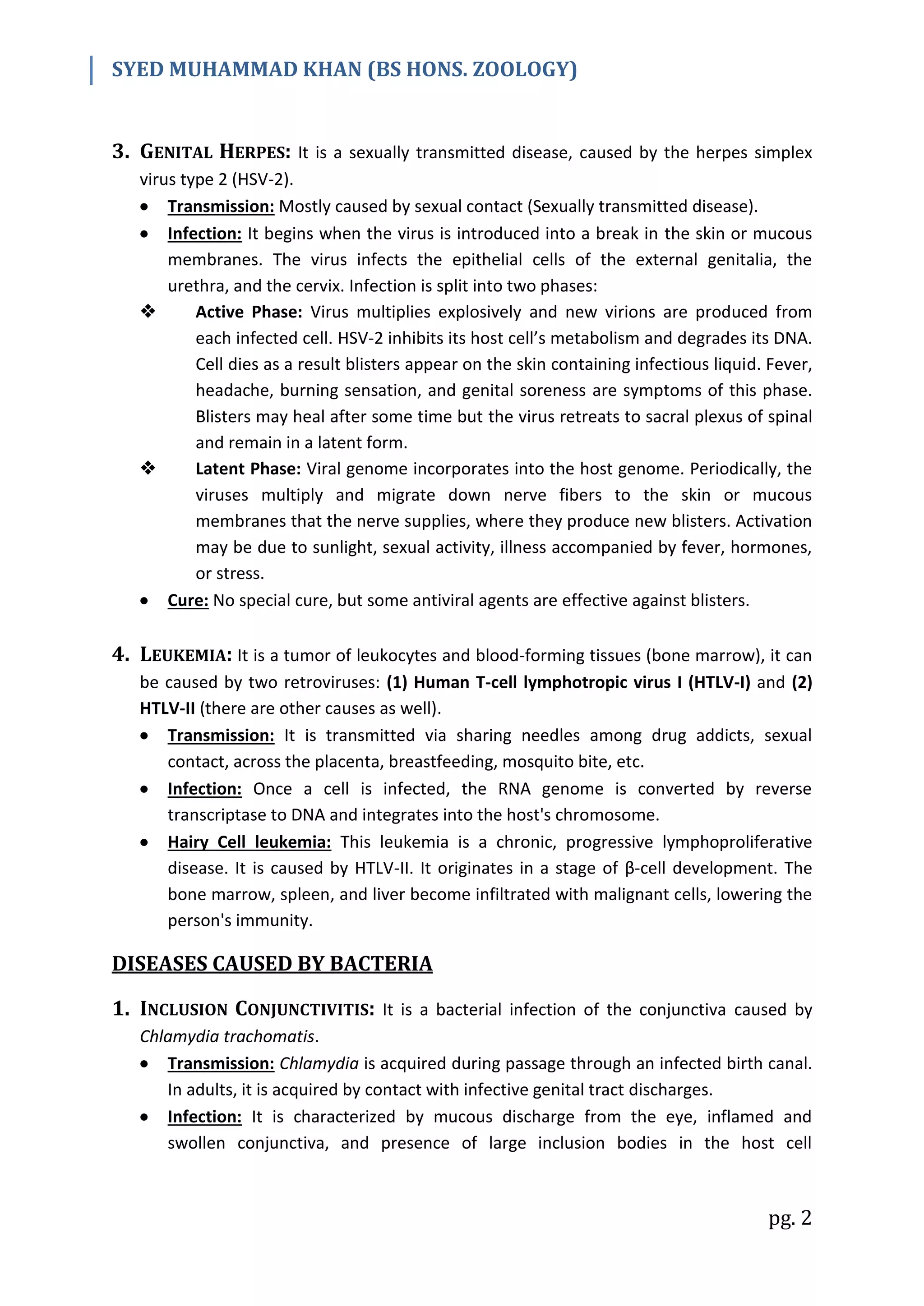 Human Contact Diseases | PDF