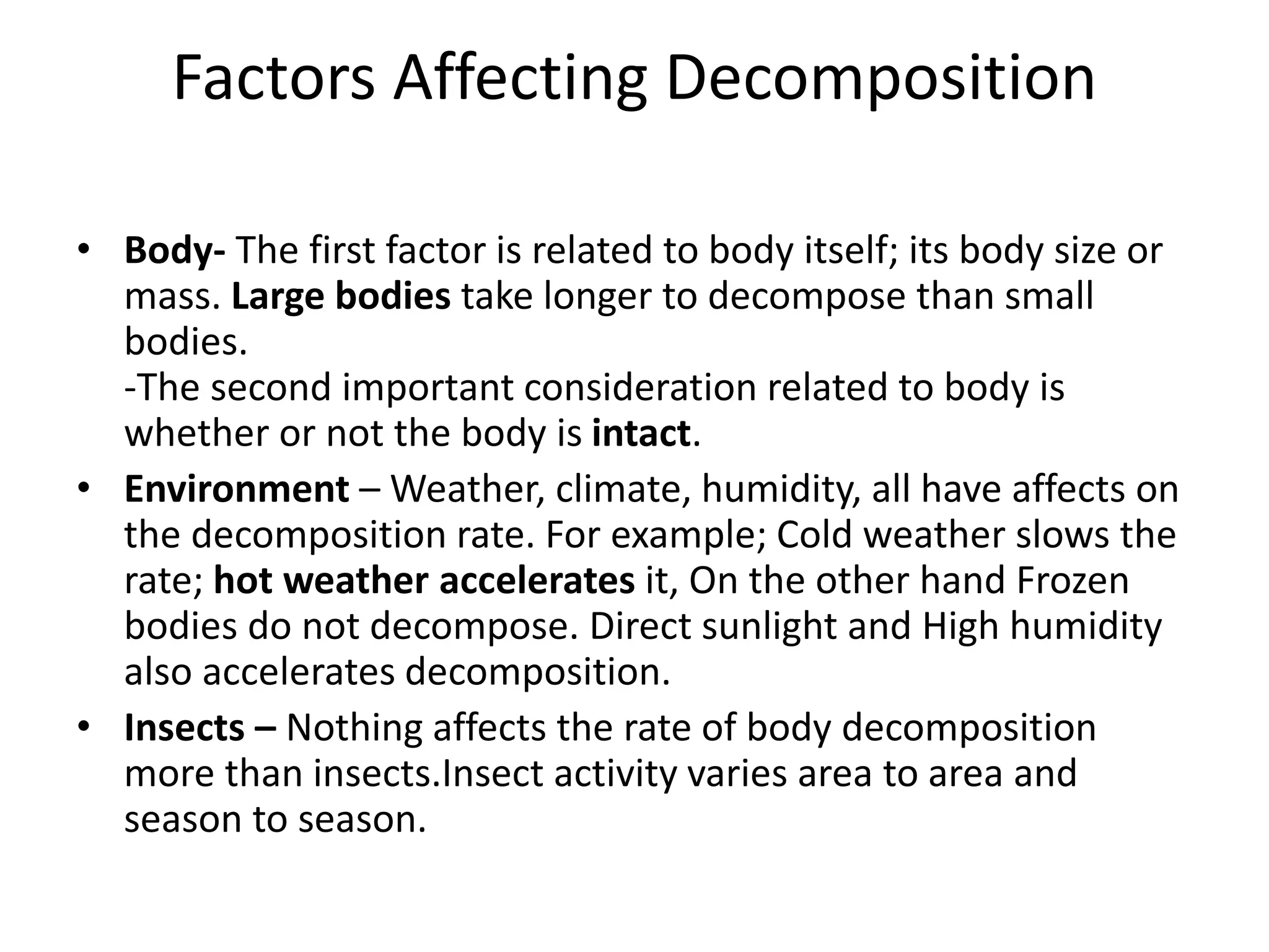 Human decomposition and insect succession | PPTX