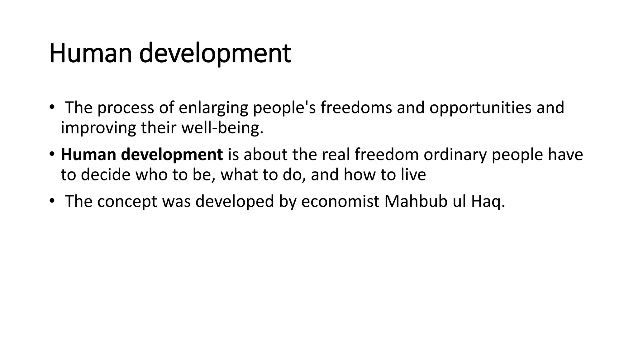 Human development in economics | PPTX