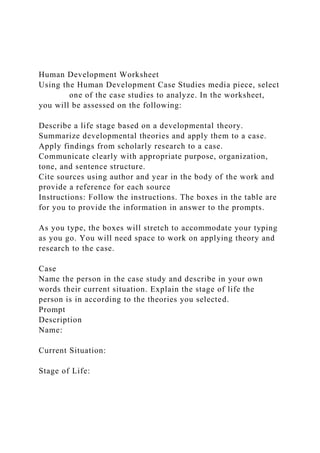 Human Development WorksheetUsing the Human Development Case St.docx ...