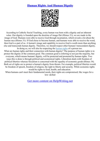 Human Dignity Essay | PDF