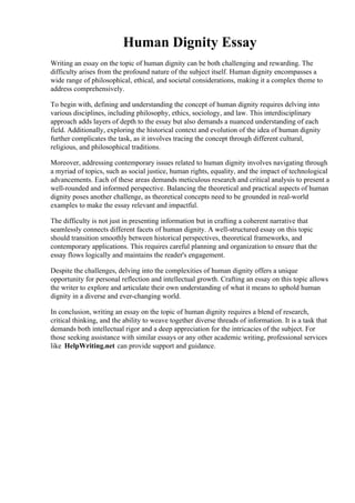 Human Dignity Essay | PDF
