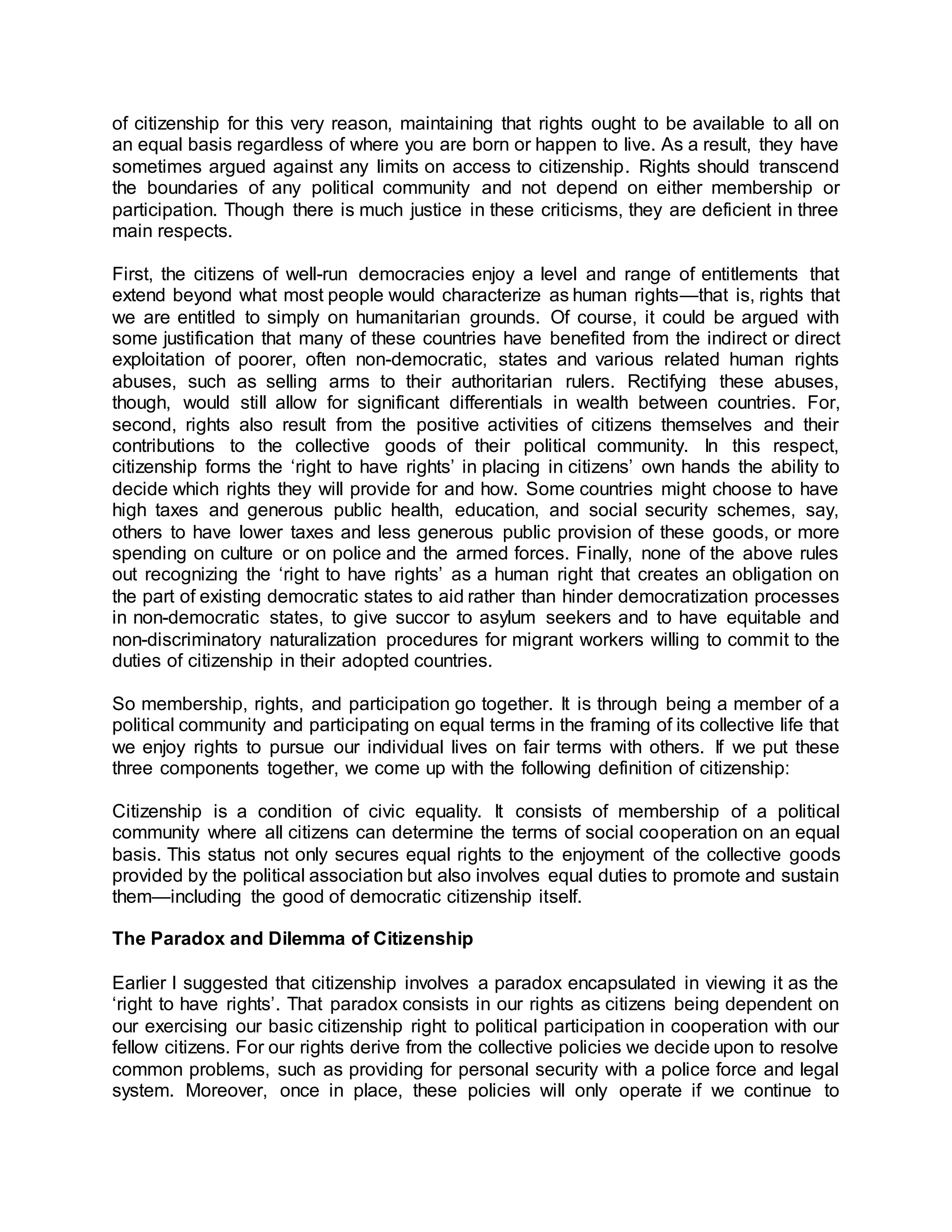 Human dignity, rights, and the common good what is citizenship and why ...