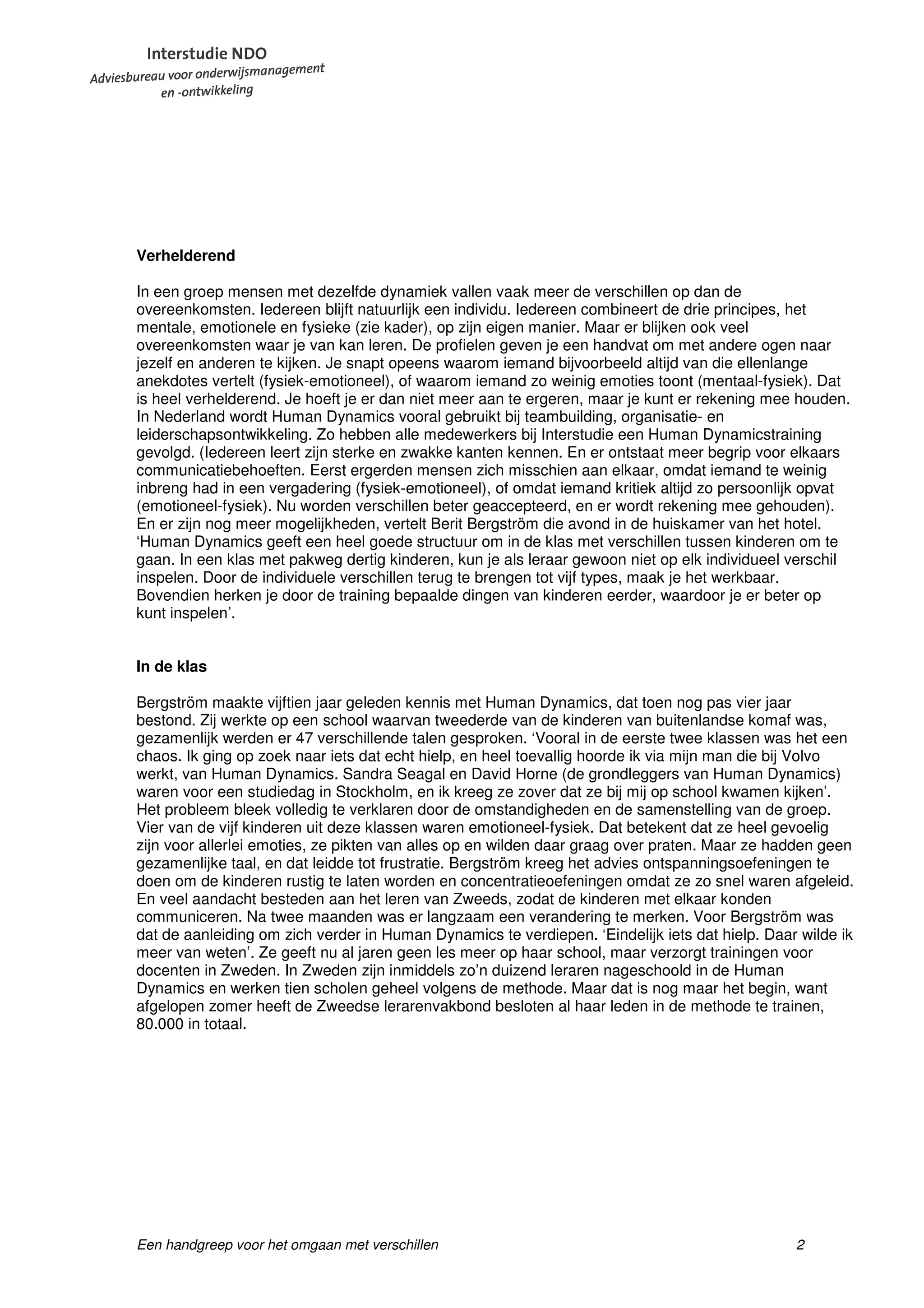Human Dynamics, Omgaan Met Verschillen In Het Onderwijs | PDF