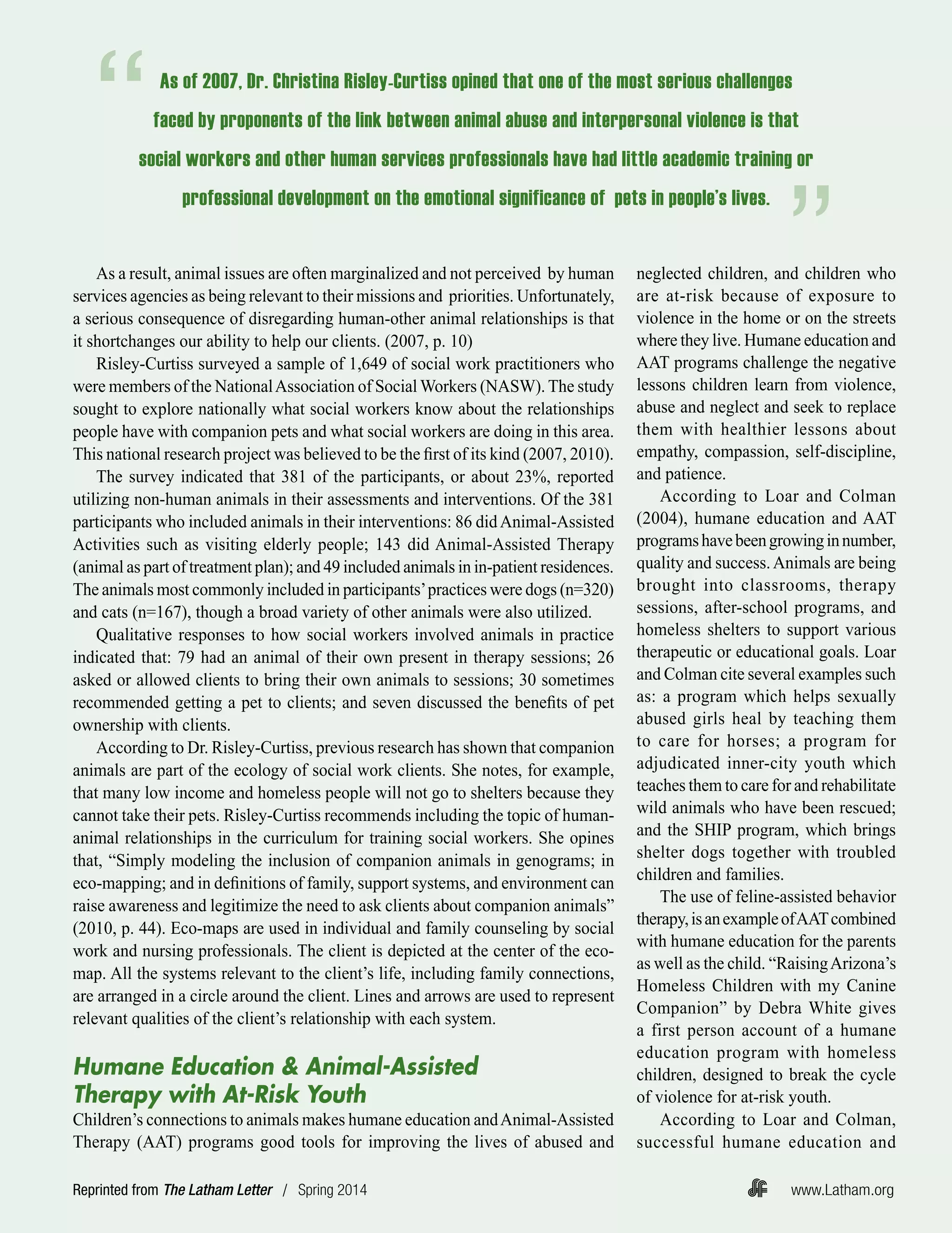 Humane education: Treating all living things with kindness | PDF