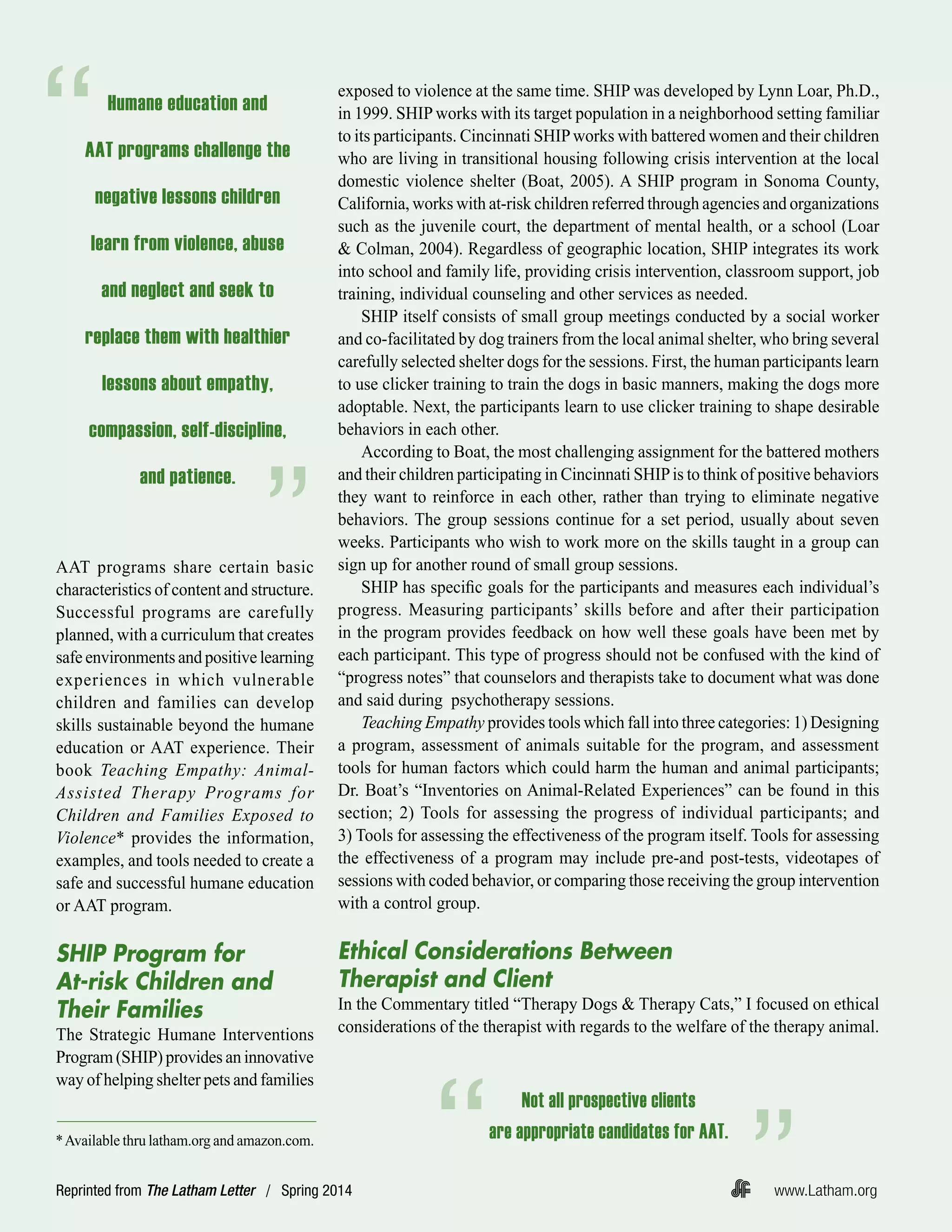 Humane education: Treating all living things with kindness | PDF