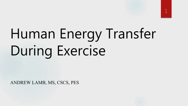 Human Energy Transfer During Exercise | PPTX | Endocrine and Metabolic ...