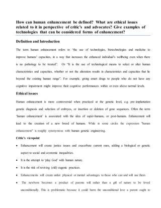 Enhancement And Ethical Issues | DOCX