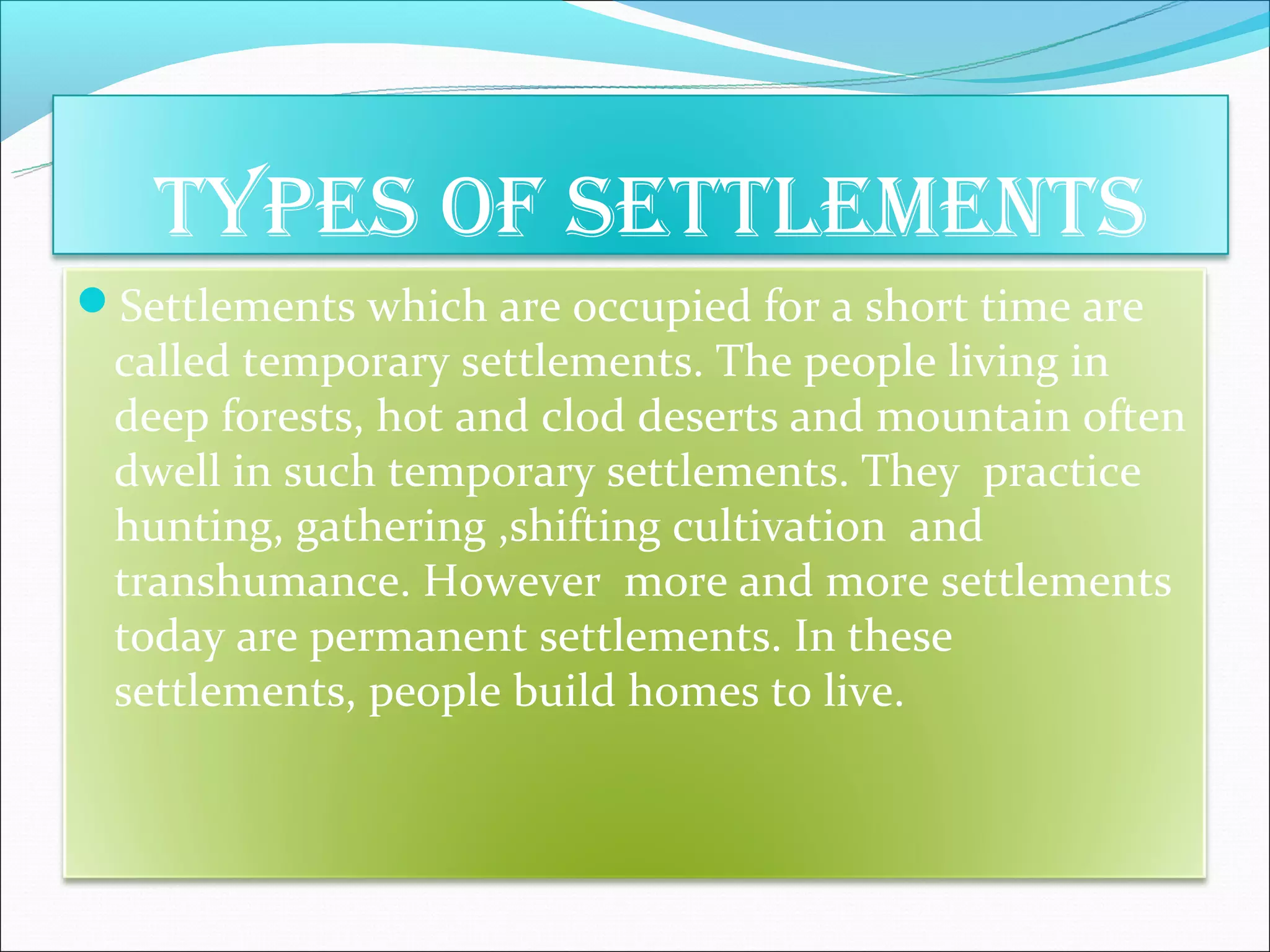 Human environment settlement, transport and communication | PPT