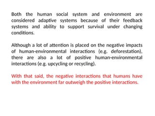 the presentation on human environment interactions | PPT