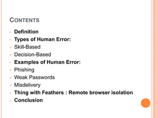 Human Error- Data breaches/Cyber Security | PPTX