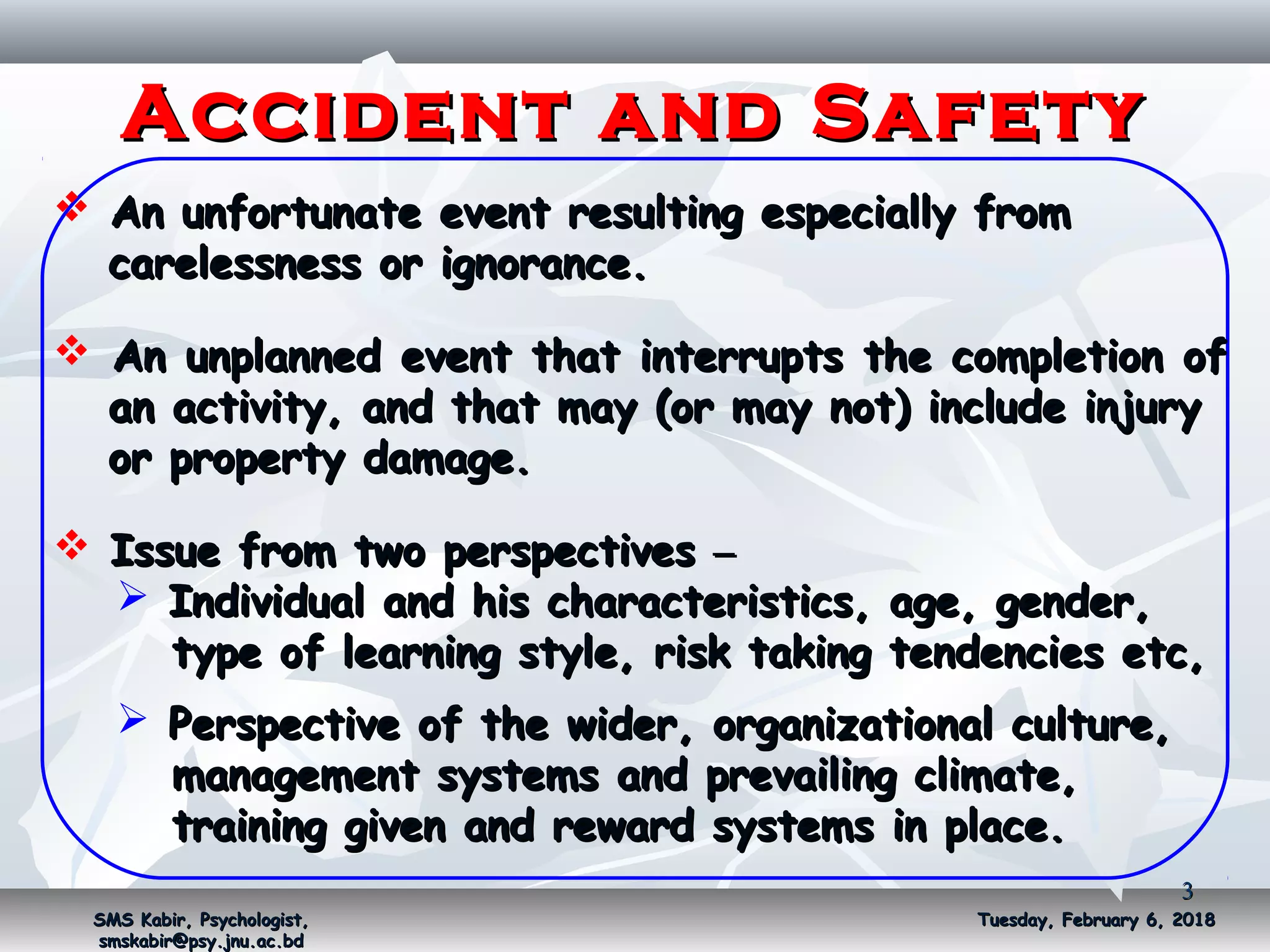 Human error accident & safty closing | PPT | First Aid | Injuries