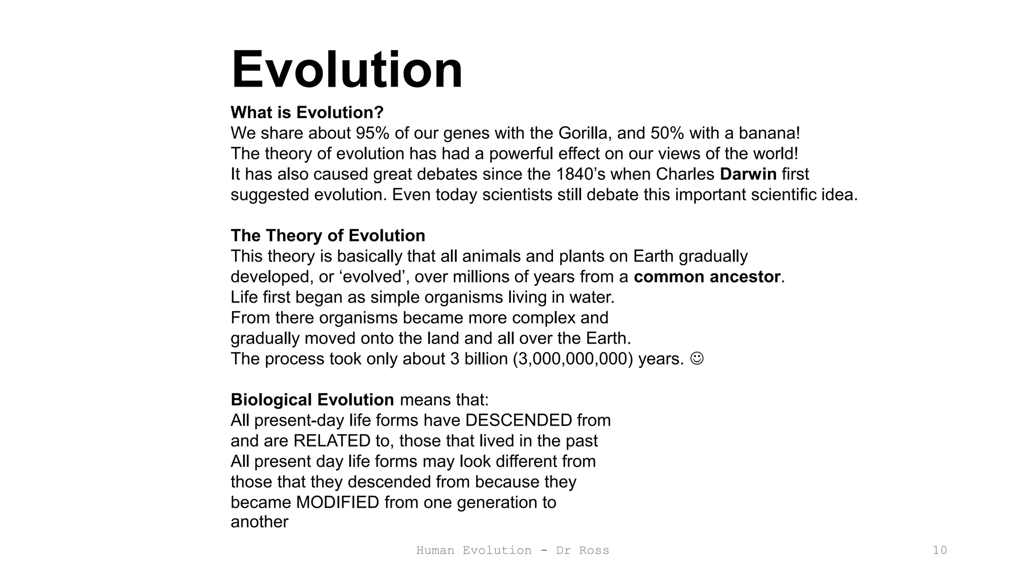 Human Evolution - Dr Ross.pptx Darwin ism concept | PPTX