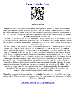 Human Evolution Essay | PDF