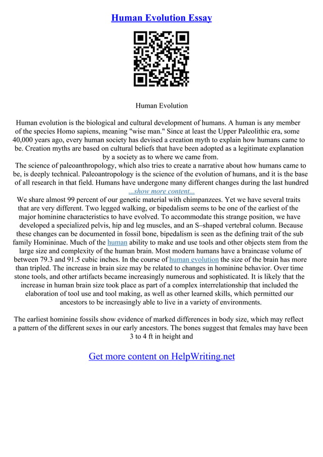 Human Evolution Essay | PDF