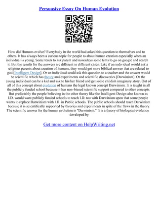 Human Evolution Essay | PDF