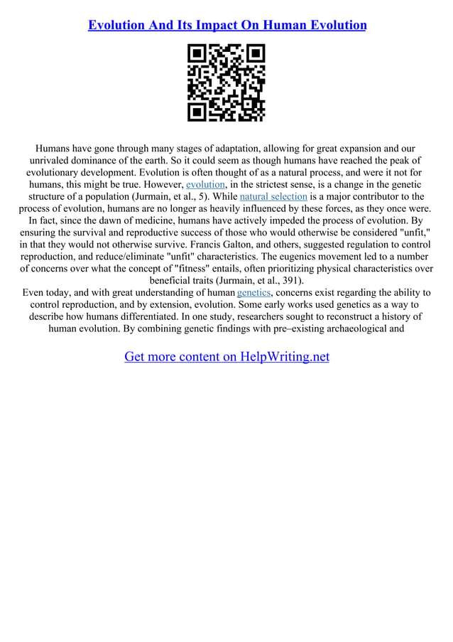 Human Evolution Essay | PDF