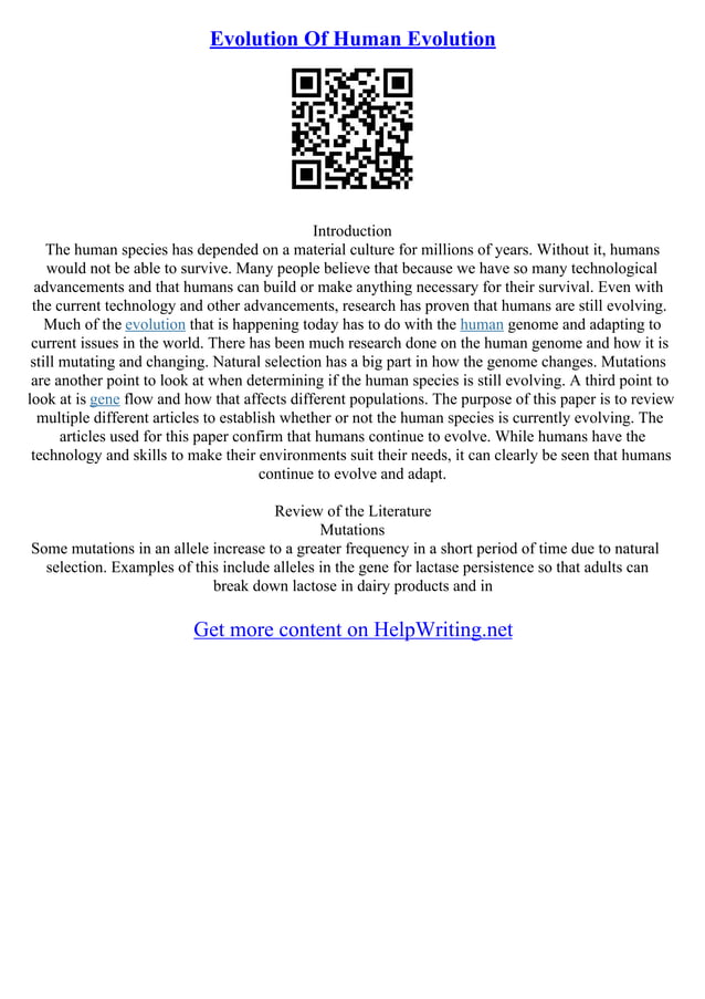 Human Evolution Essay | PDF
