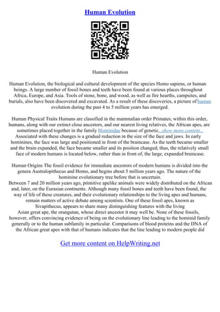 Human Evolution Essay | PDF