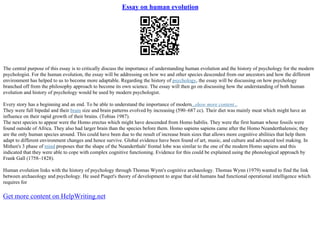 Human Evolution Essay | PPT