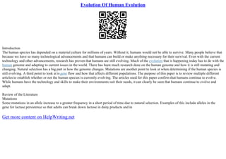 Human Evolution Essay | PPT