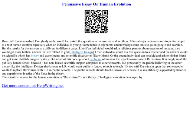 Human Evolution Essay | PPT