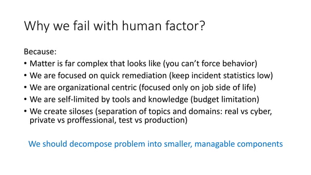 Human Factor Safety Decomposed | PPT