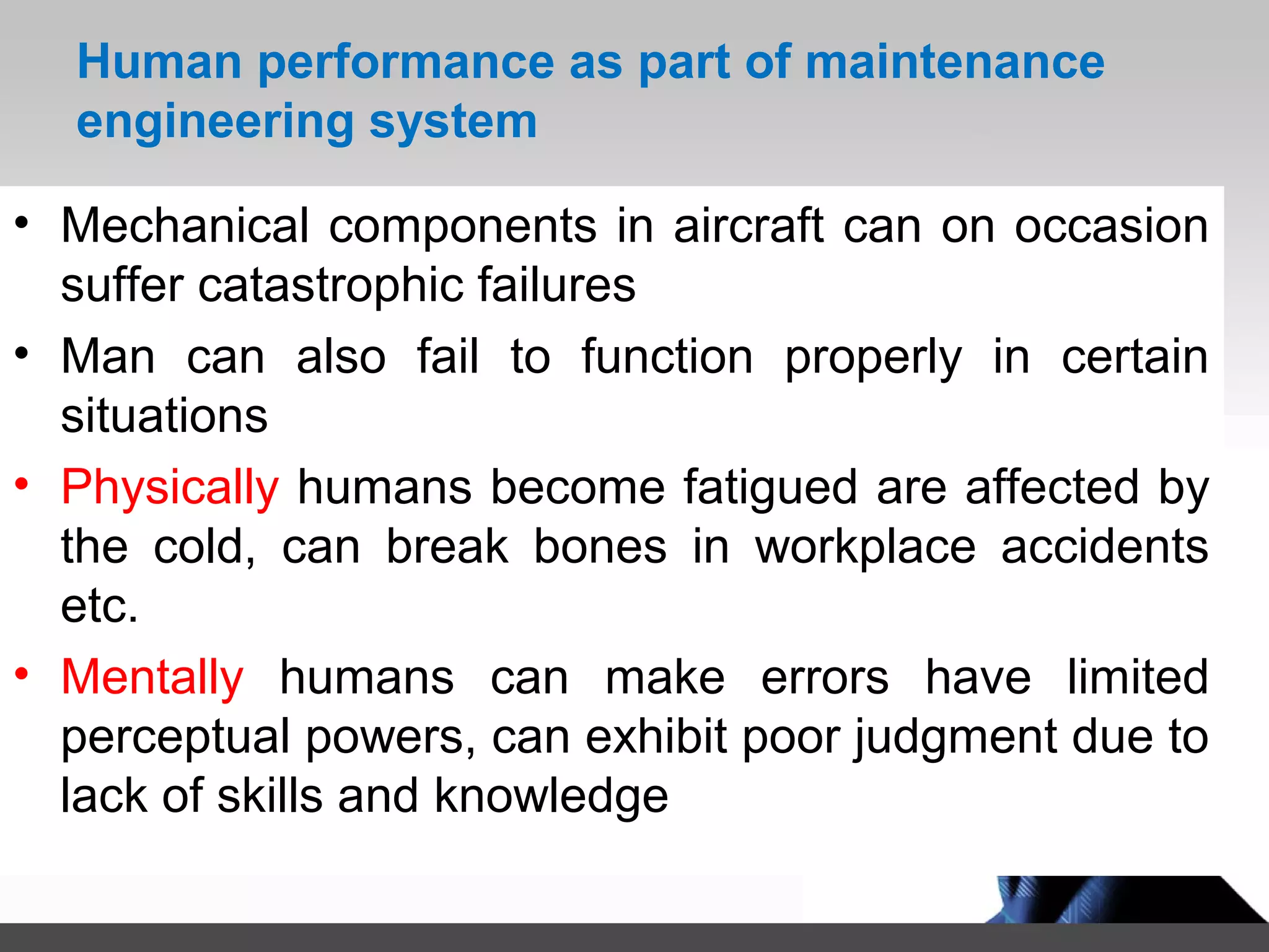 Human factors in aviation (human performance and limitations) | PPT