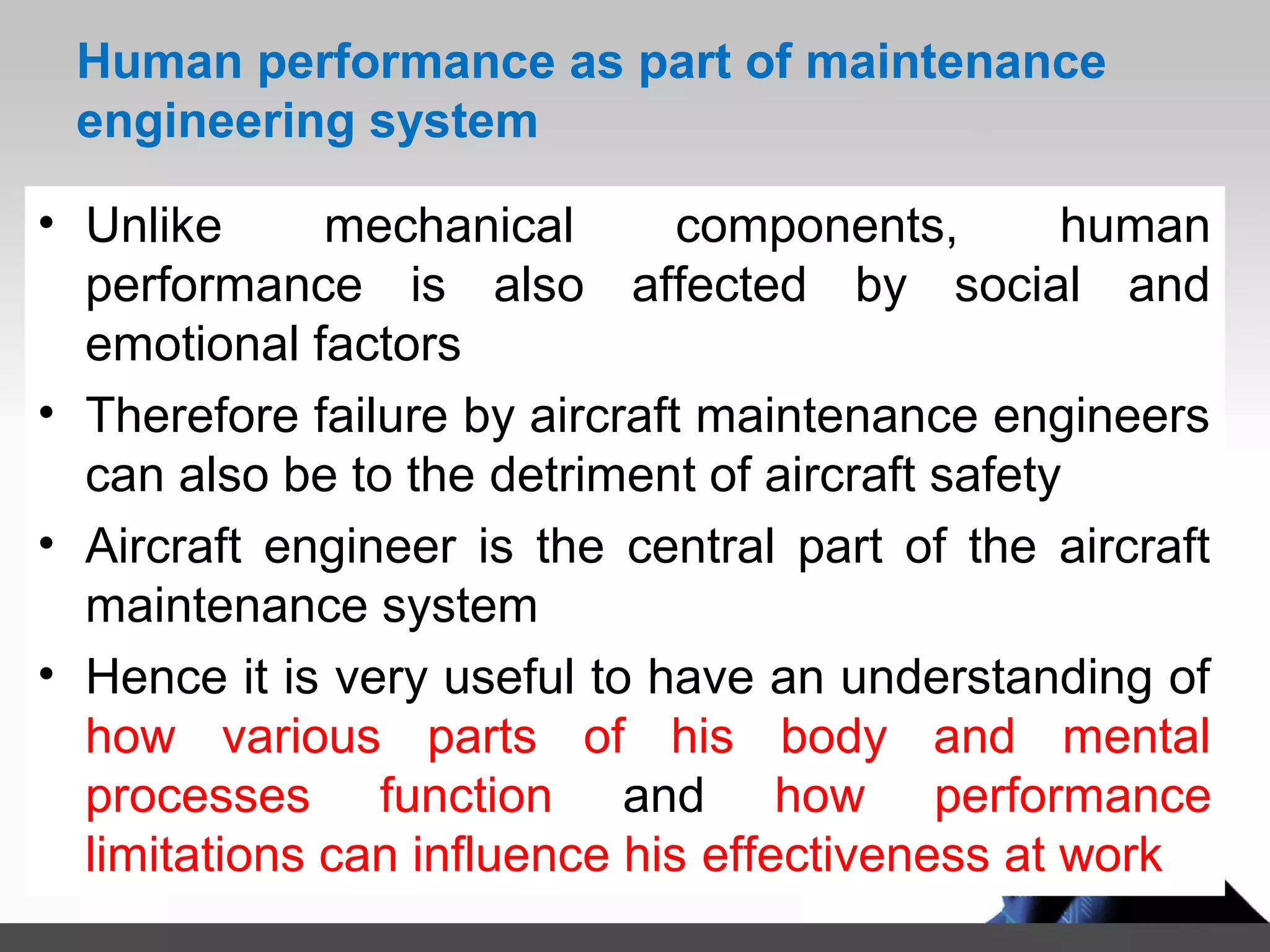 Human factors in aviation (human performance and limitations) | PPT