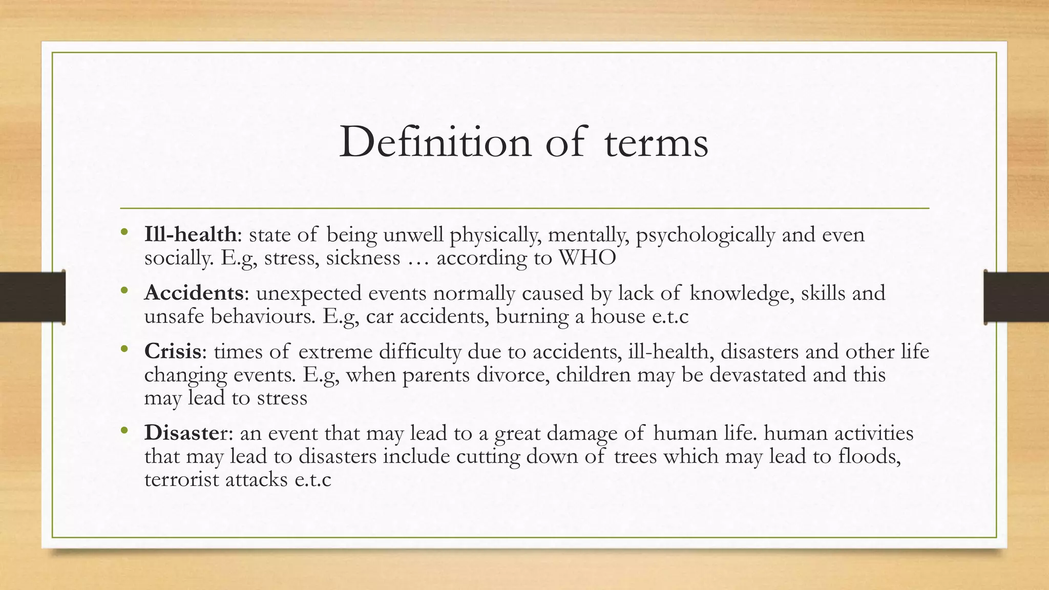 Human factors that cause ill health, accidents, | PPTX