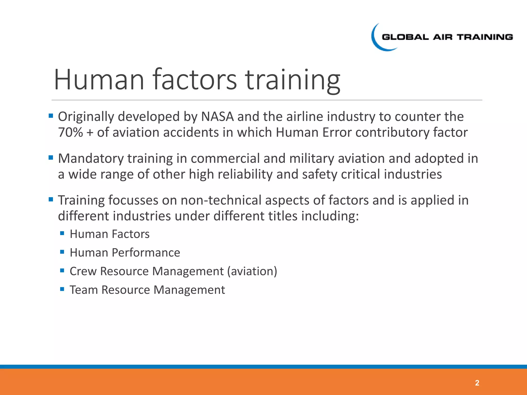 Human factors training | PPTX