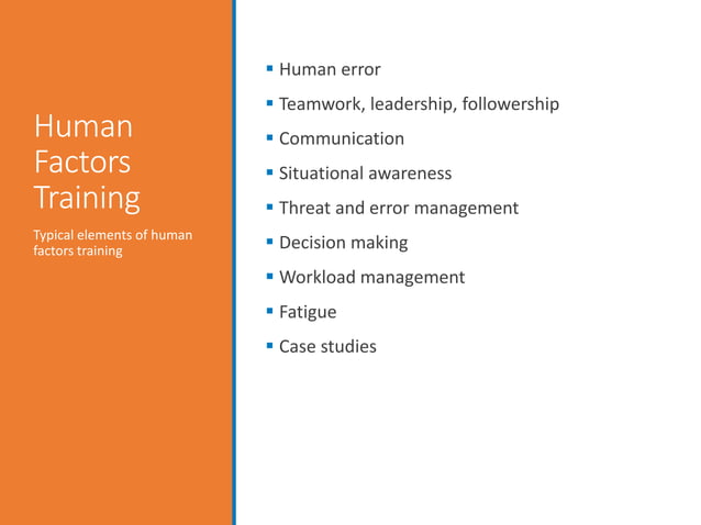 Human factors training | PPTX | Vocational Training | Careers