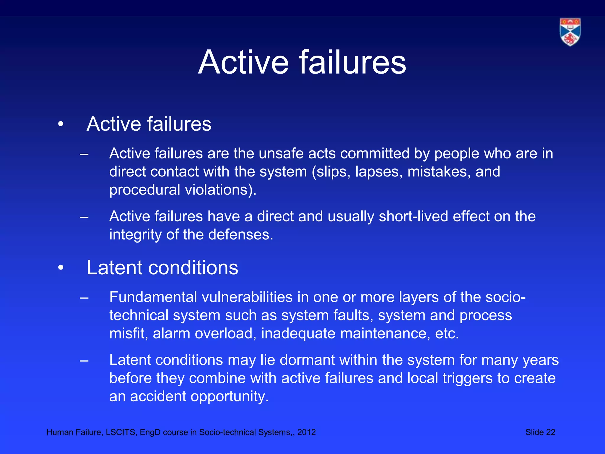 Human failure (LSCITS EngD 2012) | PPTX